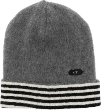 N°21 bonnet à revers rayé - Gris