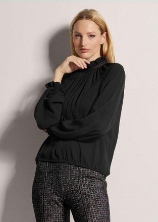 Madeleine Langarmbluse Elegante Bluse mit Stehkragen, Uni Uni-Design mit Stehkragen und r&uuml;ckseitigem Knopfverschluss