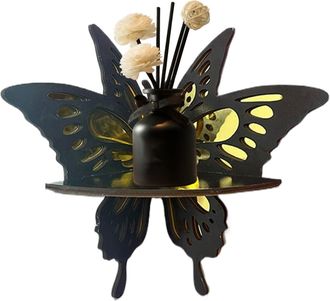 Generico Schwebende Eckregale | Dekoratives mit Schmetterlingen f&uuml;r die Wand, Retro-Holzst&auml;nder zur Organisation von Schlafzimmer, Wohnzimmer, K&uuml;che und Garage