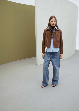 Mango Veste cuir double boutonnage marron moyen - Femme - XS - MANGO