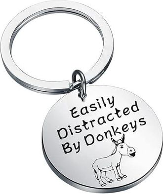 Generic Porte-clés en forme dâne en acier inoxydable, diamètre 6 cm, cadeau, Argenté., 60x30mm