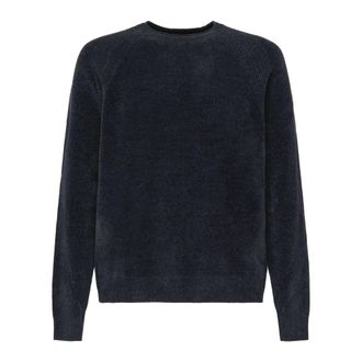 Roberto Ricci Design Blauer Samt Rundstrick Pullover - - Knitwear - Herren - Blau - XL