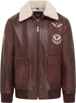 Infinity Leather Veste en Cuir de Vachette Aviateur Marron Air Force A2 Pour Hommes