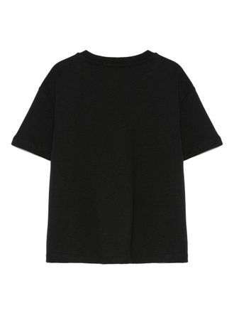 Msgm Logo-Embroidered Cotton T-Shirt - Black