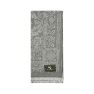 Etro Woll-- Baumwoll- und Seidenschal - - Accessories - unisex - Grau - ONE SIZE