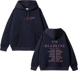 Generic Sweat à Capuche en Coton Deadline 2025 World Tour Graphic Support Merch High Street Zipper Sweatshirt Unisexe(B-Black-Padded,2XL)