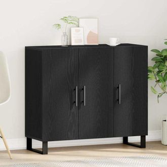 vidaXL Buffet Ch&ecirc;ne noir 90 x 34 x 80 cm Bois ding&eacute;nierie Vidaxl