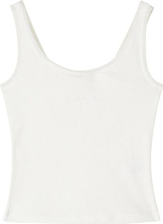 Patrizia Pepe Femme, Tops, Blanc, Taille: 38 FR Ribbed Cotton Jersey Top