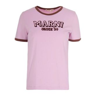 Marni Femme, Tops, Violet, Taille: 38 FR T-shirt rosa bordi in contrasto