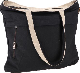 Guru Shop Geräumige Shopper Tasche, Stabile Einkaufstasche, Strandtasche, Yogatasche - Schwarz/grau, Unisex - Erwachsene, Baumwolle, 38x42x12 cm