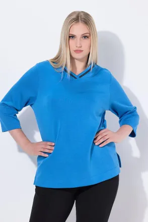 Ulla Popken Sweatshirt Sweatshirt Stehkragen Classic Zierkette Langarm