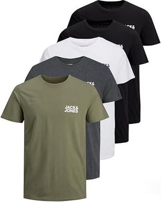 Jack & Jones JJECORP T-Shirt pour Homme avec imprimé dans Un Pack avantageux avec col Rond, XXXL