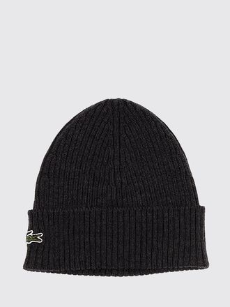 Lacoste Beanie aus reiner Wolle mit Umschlag und gesticktem Krokodil-Logo von
