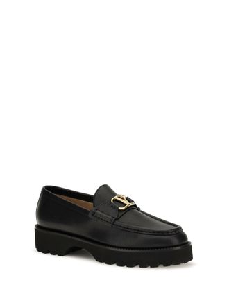 Valentino Garavani Womens Vlogo Signature Leather Loafers Nero