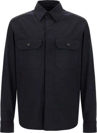 Ermenegildo Zegna Homme, Chemises, Bleu, Taille: 2XL Pocket-Details Shirt Jacket
