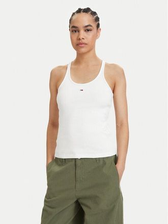Tommy Jeans Top Racerback DW0DW22264 Wei&szlig; Slim Fit