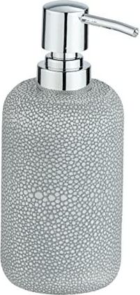 WENKO Seifenspender Raja in Naturstein-Optik, nachfüllbarer Flüssigseifenspender für Bad & Küche, anmutiger Lotionspender aus Polyresin, Maße: 8,8 x 10,7 x 