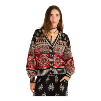 Farm Rio Ainika Love Coconut Groove Strickjacke - - Knitwear - Damen - Schwarzk - S