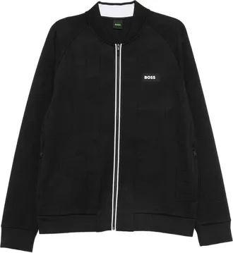 HUGO BOSS Geometric-pattern Zip-up Sweater