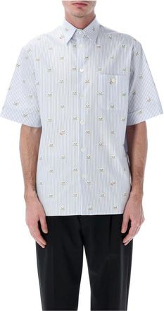 Valentino Garavani Homme, Chemises, Bleu, Taille: M Chemise Oxford en coton avec imprim&eacute; Le Chat de la Maison