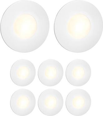 LEDs Com 8 pi&egrave;ces Lumi&egrave;re descalier LED/lampe murale encastr&eacute;e FEX pour lint&eacute;rieur et lext&eacute;rieur, ronde, 85mm &Oslash;, blanc chaud