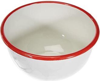 Ibili Bowl 16x9 cm of Enamelled Steel in White/red, 16 x 16 x 9 cm