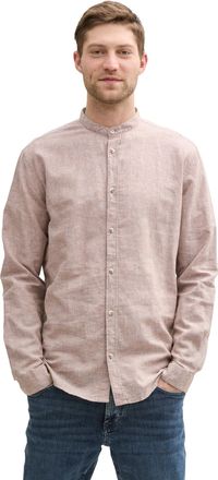 Tom Tailor Regular Fit Kurzarmhemd mit Leinenanteil, Light Coral Check, L