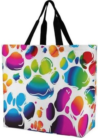 Generic Empreinte De Patte De Chien Color&eacute;e Sac Cabas L&eacute;ger Sacs De Courses Grand Sac Courses Pour Plage Gym Universit&eacute;