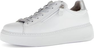 Gabor Damen Low-Top Sneaker, Frauen Halbschuhe,Strassenschuhe,Sportschuhe,Freizeitschuhe,Turnschuhe,Laufschuhe,Weiss/Silber,35 EU / 2.5 UK