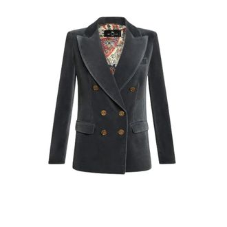 Etro Doppelreihige Jacke aus Baumwollsamt - - Jackets - Damen - Schwarzk - XS