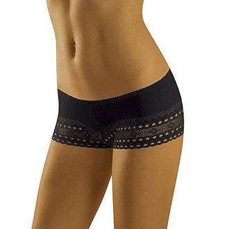 Wolbar Femme Shorty Taille Basse Dentelle Ajourée WB309 Noir,S