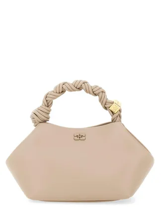 Ganni Womens Recycled Leather Handbag Bou Grey Pu Polyester Handbags Hand Bags