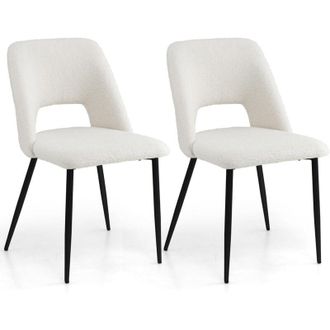 Costway Chaises de Salle &agrave; Manger Lot de 2, Chaise Velour avec Dossier Creux, Pieds en M&eacute;tal, Chaise Salon Rembourr&eacute;e pour Cuisine, Chambre, Beige
