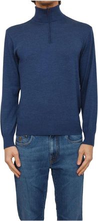Paul & Shark Homme, Pulls, Bleu, Taille: M Maglia Zip Lana Lyocell