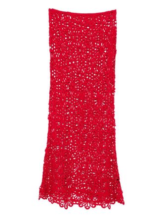 Norma Kamali Rock mit Spitze - Rot