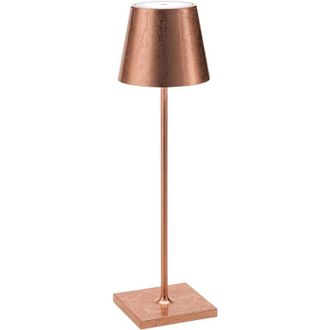 Zafferano Lampe de table LED Zafferano Poldina Pro Copper Leaf, rechargeable et dimmable, avec une autonomie allant jusqu&agrave; 12 heures