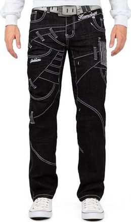 Kosmo Lupo Herren Jeans KM130-1 Schwarz W40/L34