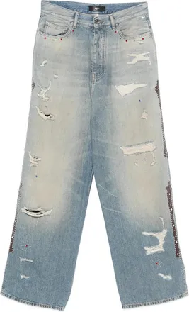 Amiri Distressed Embellished Jeans