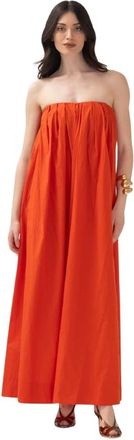 Erika Cavallini Semi Couture Femme, Robes, Orange, Taille: 38 FR Robe en Taffetas avec Encolure D&eacute;collet&eacute;e