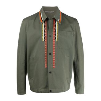 Valentino Verzierte Baumwoll-Arbeitsjacke - - Jackets - Herren - Gr&uuml;n - M