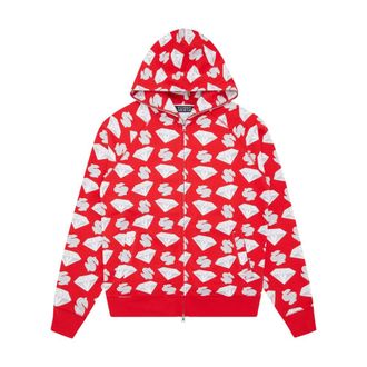 Billionaire Boys Club Homme, Sweatshirts et sweats &agrave; capuche, Rouge, Taille: L Diamants & Dollars Sweat &agrave; Capuche &agrave; Zip
