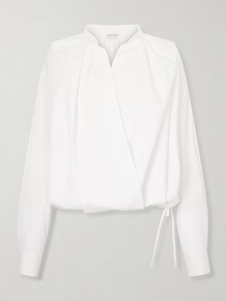 Dries Van Noten Blouse Cache-coeur En Popeline De Coton - Blanc