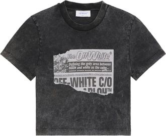 Off-white news print 90s logo tee - Gris