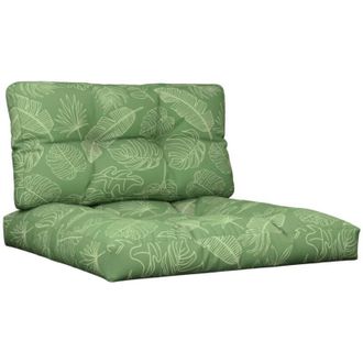 vidaXL Palettenkissen 2-tlg. Blattmuster Stoff Vidaxl