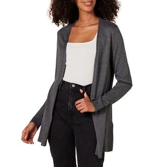 Amazon Essentials Open-front Cardigan, Gilet Femme, Gris (Charcoal Heather Cha), Medium