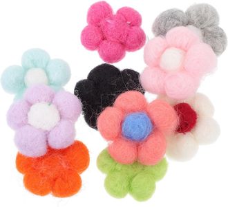 Supvox Handgefertigte Wollfilz Blumenbroschen 10 St&uuml;ck Bunte Selbstgemacht Filzblumen f&uuml;r Haarnadeln Bastelzubeh&ouml;r Dekorative Filzornamente zum Selbermachen