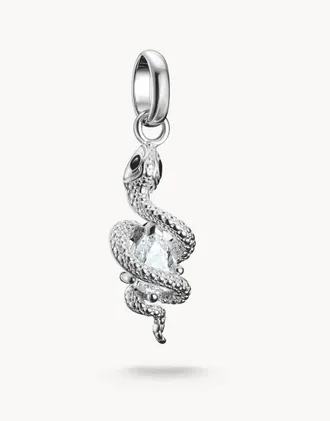 Thomas Sabo pendentif charm serpent avec pierre connect argent noir, argent, blanc-Argent&eacute;
