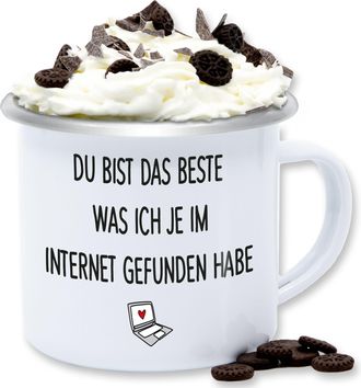 Shirtracer Emaille Tasse Blechtasse - Tassen - Du bist das Beste was ich je im Internet gefunden habe I Valentinstag Geschenke f&uuml;r ihn Valentinstagsgeschenk P&auml;rc