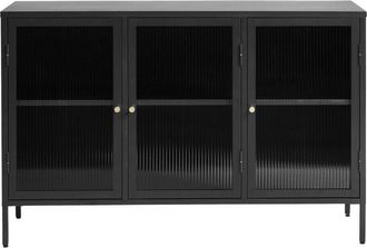 DRAWER Drawer - Buffet 3 portes en verre strié et métal L132cm - Noir - bjorn