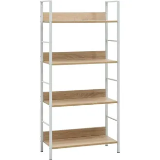 vidaXL Vidaxl - Biblioth&egrave;que 4 niveaux blanche 60x27,6x124,5 cm - Structure acier robuste - 4 &eacute;tag&egrave;res - Capacit&eacute; 60 kg - Facile &agrave; nettoyer